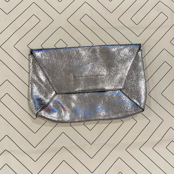 J. Crew | Bags | J Crew Silver Metallic Foldover Clutch | Poshmark
